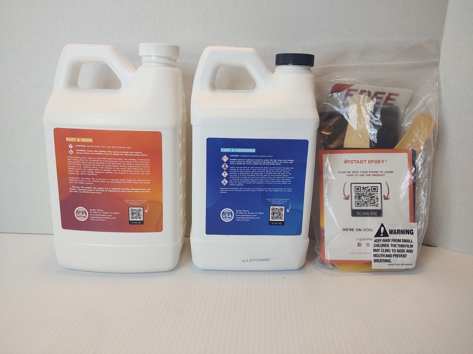 Upstart Epoxy Resin Hardener Duel Bottles Super Gloss Coating 1 Gallon ...