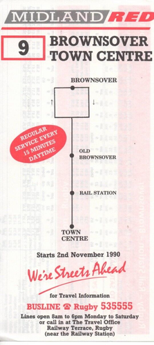 MIDLAND RED BUS TIMETABLE - 9 - BROWNSTONE-RUGBY - NOVEMBER 1990 | eBay