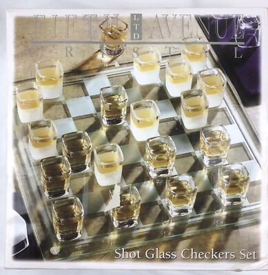 Fifth Ave Crystal 27 Piece Shot Glass Checkers Set, Adult Drinking Game ...