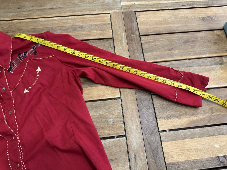 Scully Mens Red Music Notes Gold Embroidered Western Pearl Snap Shirt ...