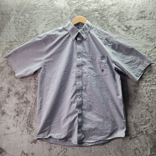 Ariat Pro Series Mens Large Short Sleeve Button Up Check Shirt Regular ...