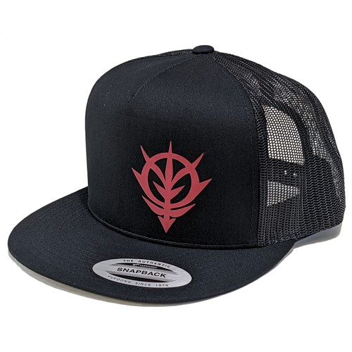 Gundam Zeon Logo Emblem Mobile Suit Anime Cap Flat Bill Trucker Hat | eBay
