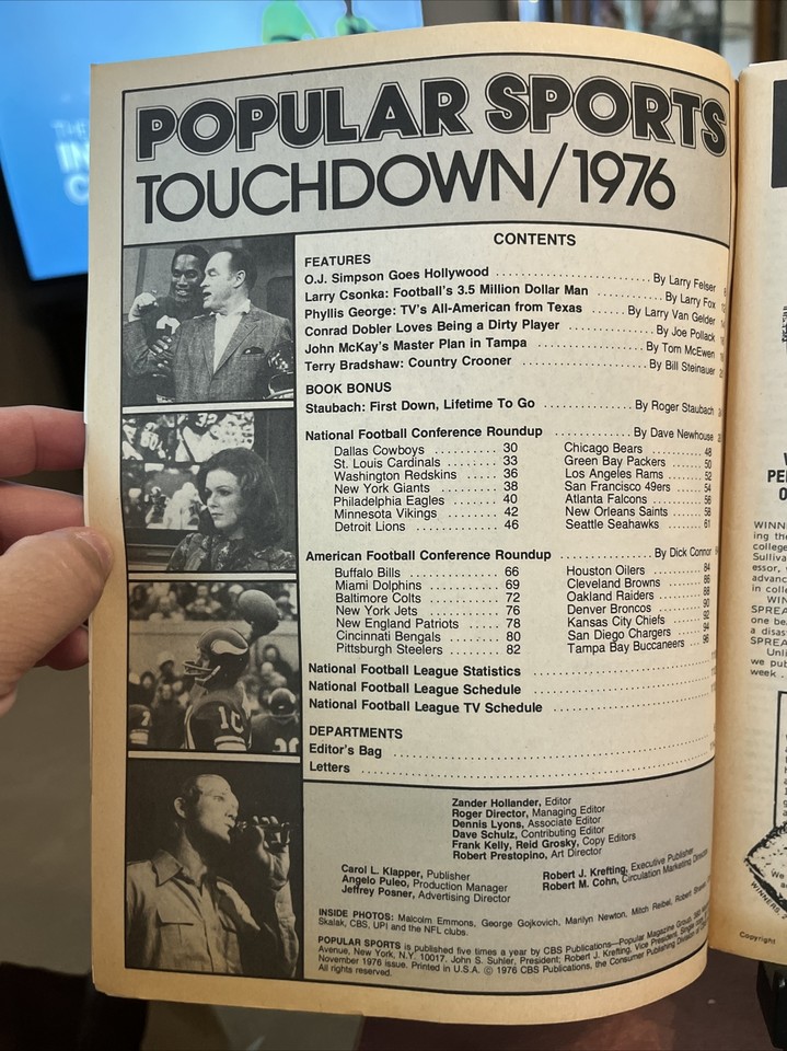 H3 1976 FRANCO HARRIS STEELERS Popular Sports TOUCHDOWN Magazine ...