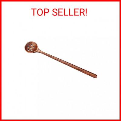 1 PC Korean Style 10.9" Long Handle Wooden Round Slotted Spoons for Jam ...