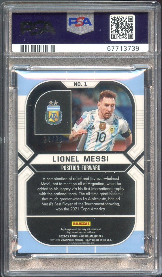 2021 Panini Obsidian Electric Etch Orange /25 Lionel Messi PSA 9 ...