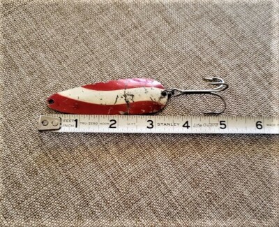 Vintage daredevil lure,Lucky strike Spoon, 3 inches,Red & White | eBay