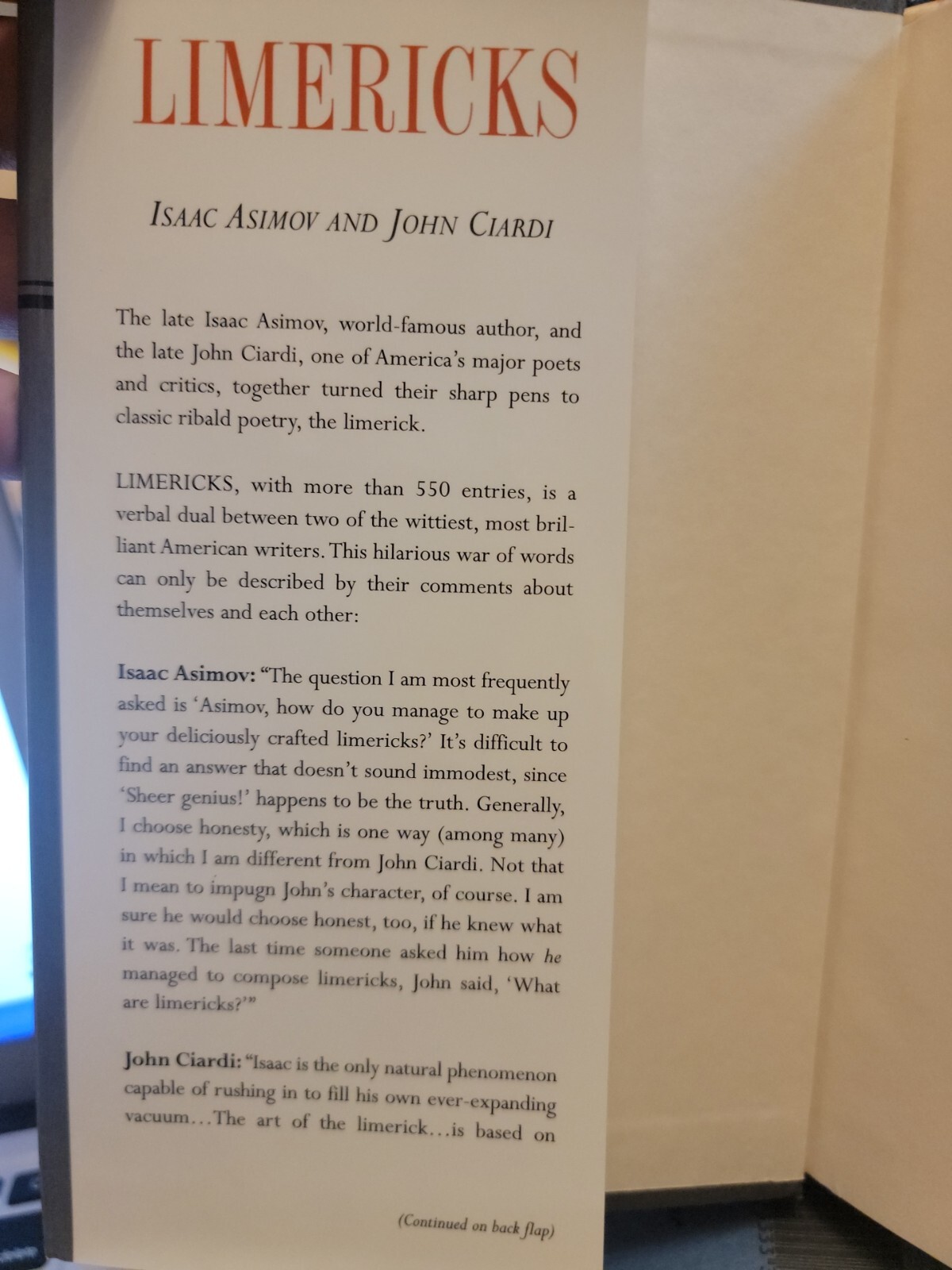 Limericks : Too Gross or Two Dozen Dirty Stanzas by John Ciardi and Isaac Asimov (2000, Trade ...