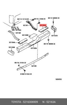 Genuine OE plate, rear bumper, right, 5216306909 for TOYOTA 52163-06909 ...