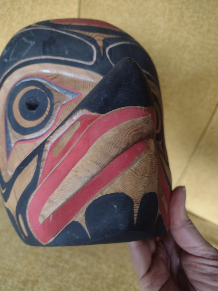 8.5" Calvin Hunt Kwakiutl Raven Mask 1974 Signed Northwest Coast ...