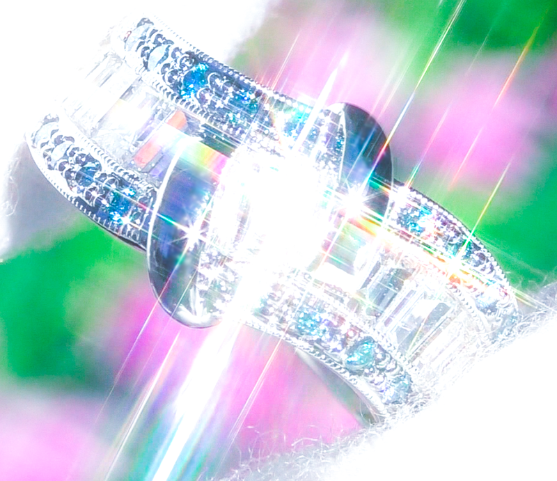 EFFY Diamond Ring 14K Gold Blue Diamond Eternity Ring Designer ESTATE ...
