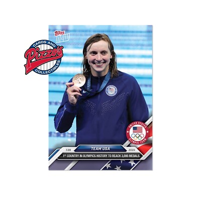Team USA 1st Country 3,000 Medals 2024 Olympic Games TOPPS NOW Card 6 ...