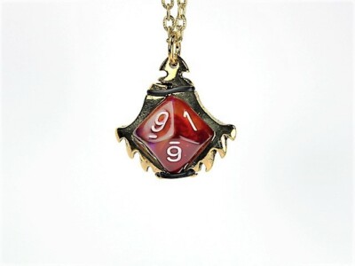 Chessex 16mm Dice Pendant Gold Finish Serrated Blade w Butterfly D10 ...