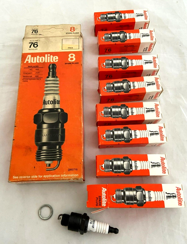 8 NEW OLD STOCK Vintage Autolite 76 Spark Plugs Motorcraft A52 Champ ...