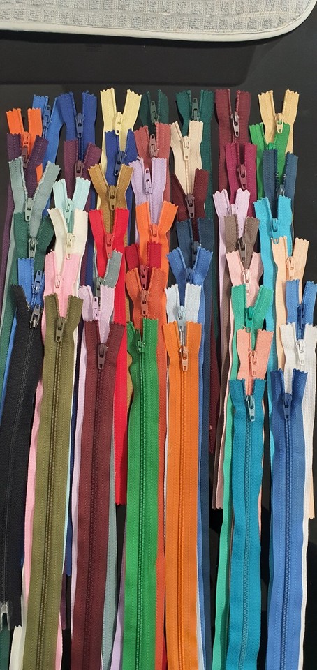 Job Lot 50 Closed End Zips No 3 - All YKK - Mixed Colours - 4" to 22 ...