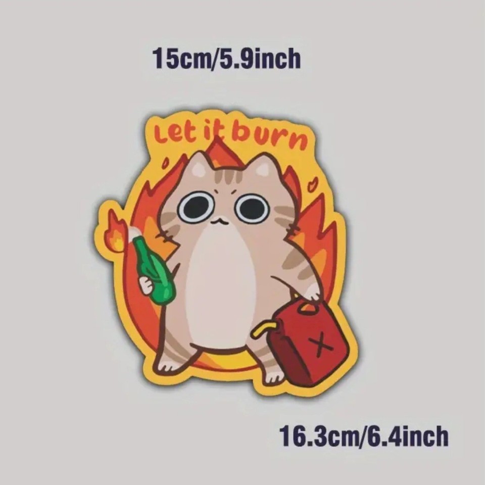 Cat Let It Burn Sticker | eBay