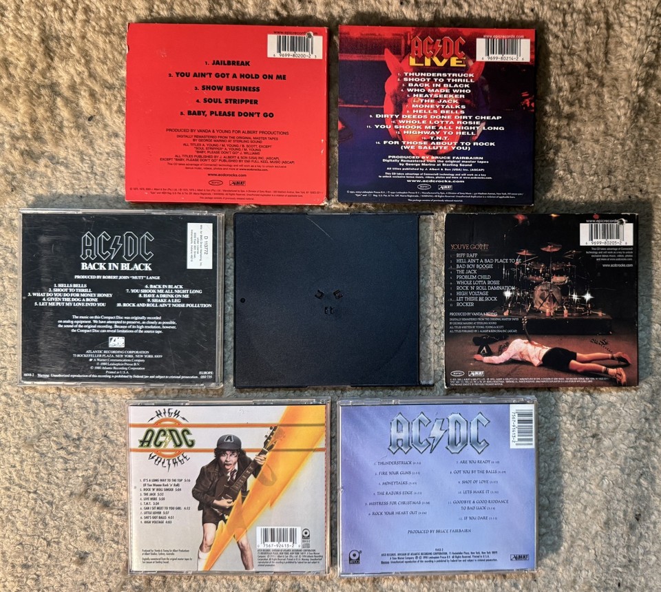 AC/DC CD Lot of 6 CDs - See Picture for Titles - Also Worn Back In ...