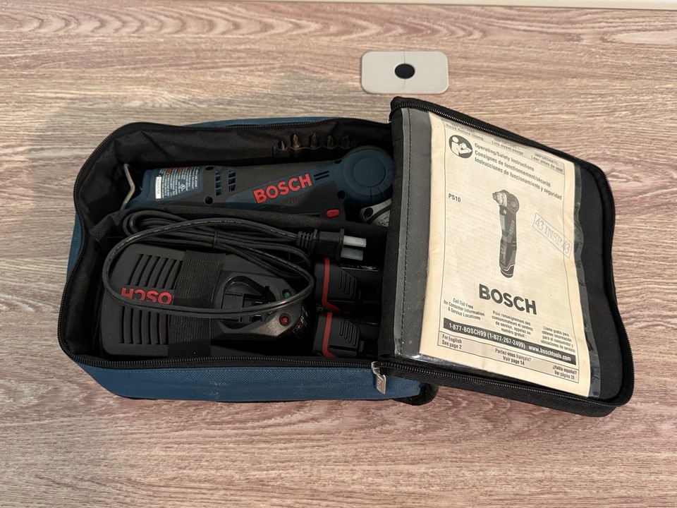 Bosch PS10 I-Driver 10.8V Cordless Angle Driver Kit - 3 601 J19 U10 ...