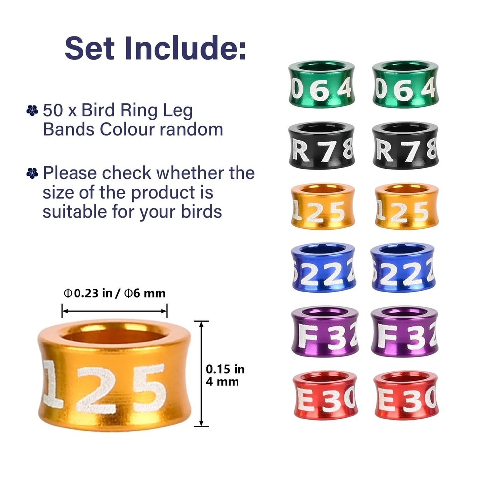 Bird Rings, Bird Bands, Bird Leg Rings, Multicolor Aluminum Leg Rings ...