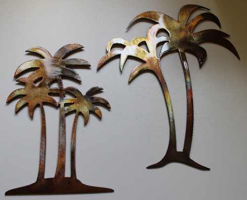Palm Tree Set (2 Pieces) - Metal Wall Art - Copper 18" x 14" | eBay