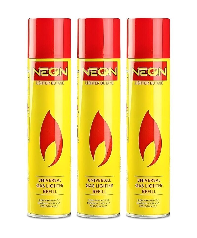 3X Neon lighter butane gas refill universal fluid fuel ultra refined 10 ...