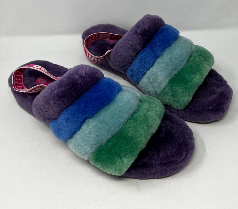 UGG Fluff Yeah Pride Slide Purple Rainbow Women’s Slippers Size US 12 ...