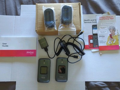 Two Lively Jitterbug Flip2 Flip Cell Phones for Seniors & Chargers ...