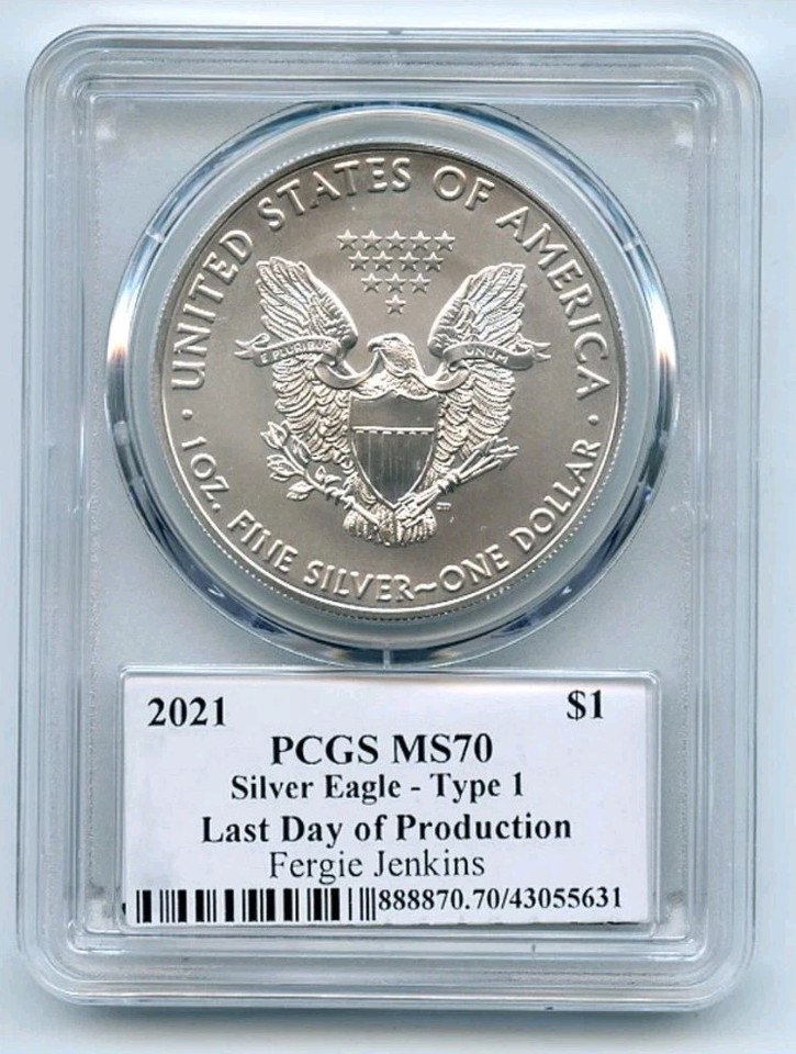 2021 $1 Silver Eagle T1 Last Day Production PCGS MS70 Legends Life ...