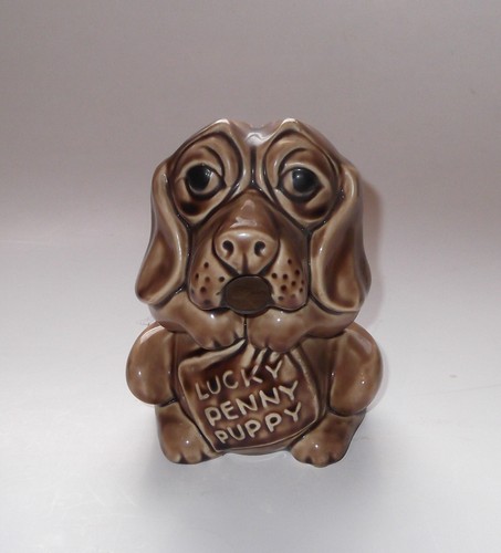 VINTAGE LUCKY PENNY PUPPY COIN BANK Ceramic Dog | eBay