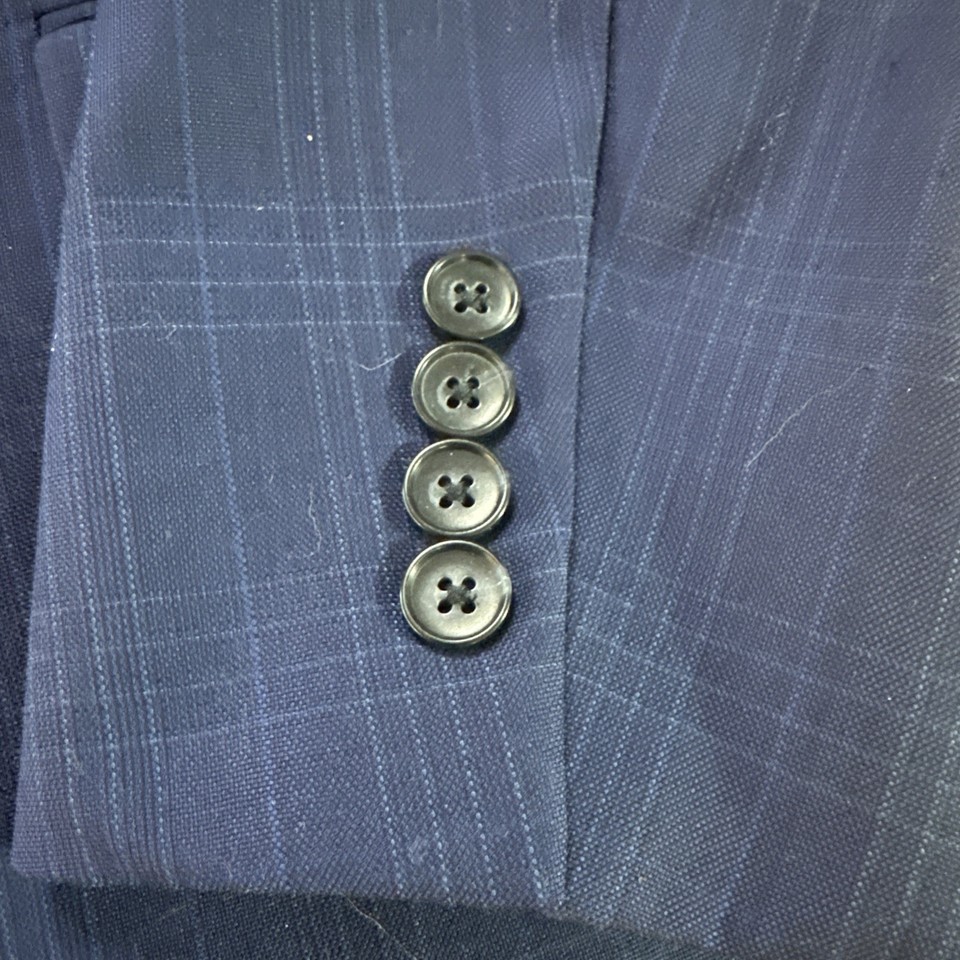 Hickey Freeman Modern Blue Plaid Wool Blazer Sport Coat Jacket Sz 44R ...