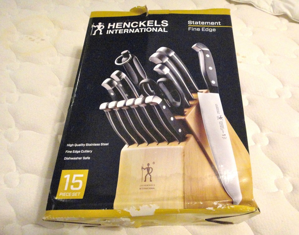 HENCKELS International Statement Fine Edge 15-Piece Knife Set w/ Block ...