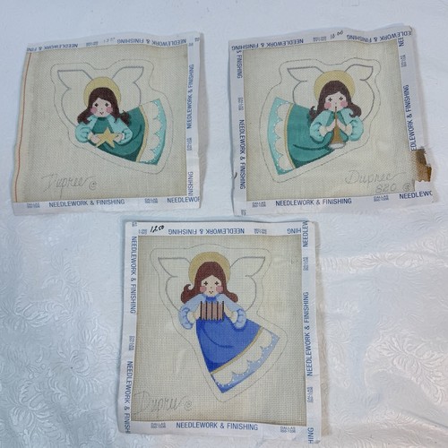 Lot 3 Carol Dupree Christmas Angels Handpainted Needlepoint Canvas 18ct ...