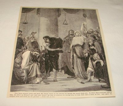 1880 magazine engraving ~ JESUS He Without Sin Cast First Stone | eBay
