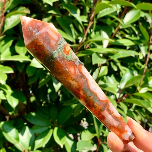 156G Natural Red Water Grass Agate Crystal Single End Magic Wand reiki ...