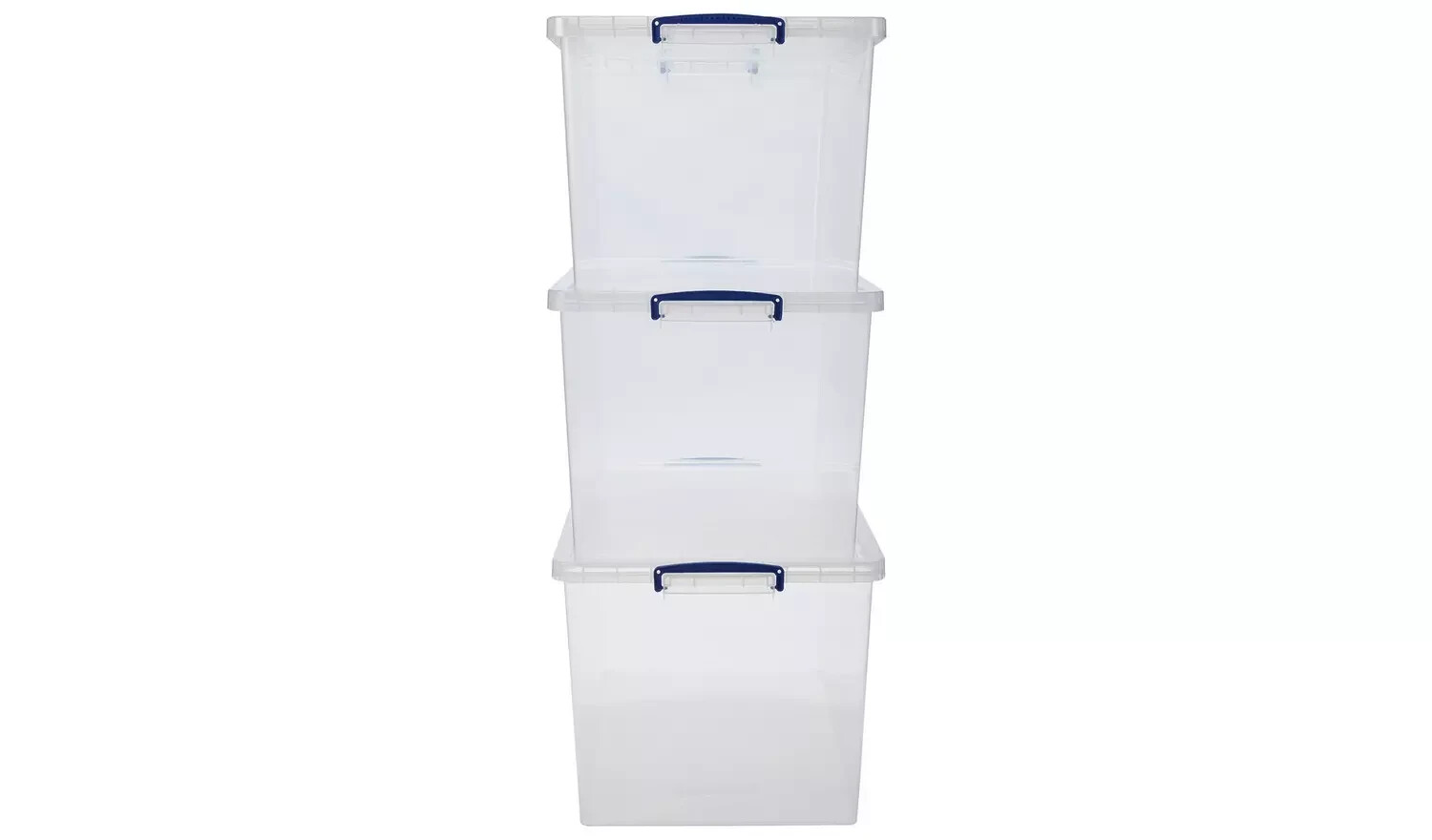 3 x 83L Clear Nesting Box Plastic Storage Container Really Useful Home ...