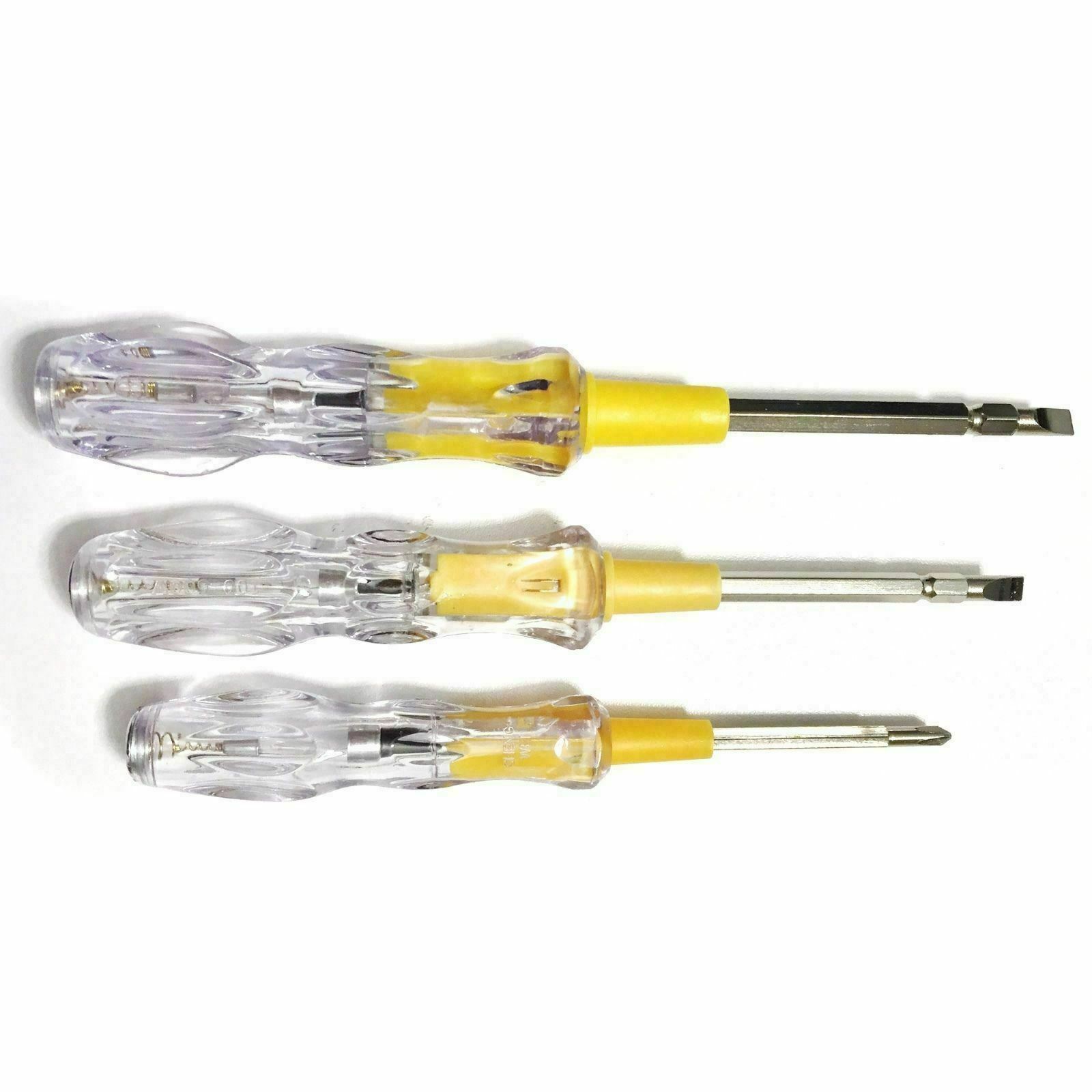 3 Pc MULTI TESTER SCREWDRIVER CONTINUITY VOLTAGE RANGE MAIN ELECTRIC ...