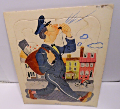 Vintage Playskool Puzzle Mailman # 80-10C Mid Century | eBay