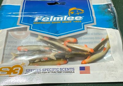 12 Felmlee Red Fin Minnows Bass Perch Trout Fishing Rubber Minnow Lures ...