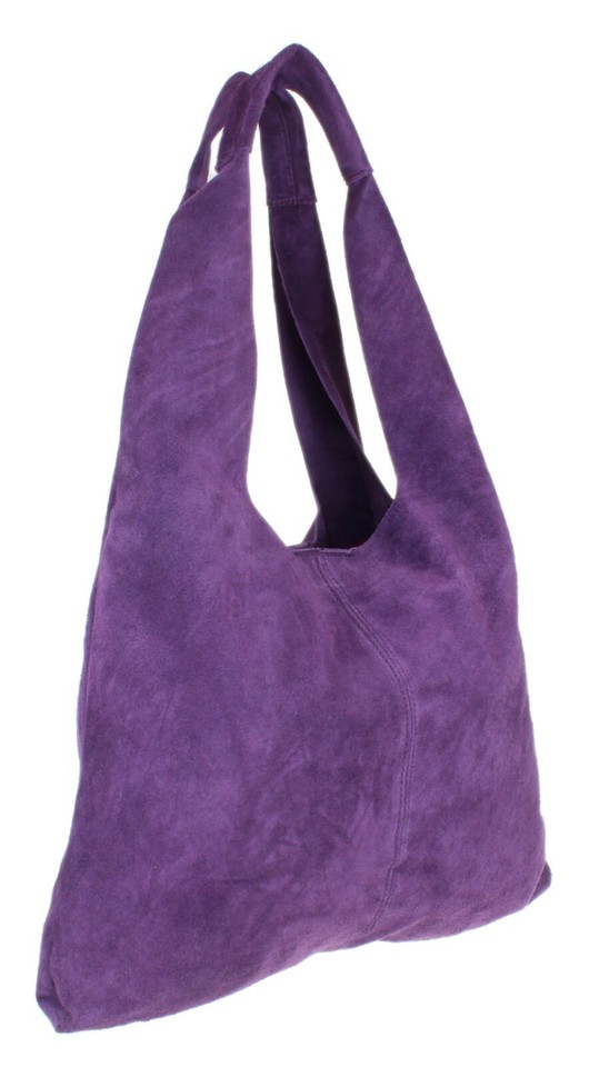 Genuine Suede Leather Tote Plain Open Shoulder Bag Slouch Large Handbag ...