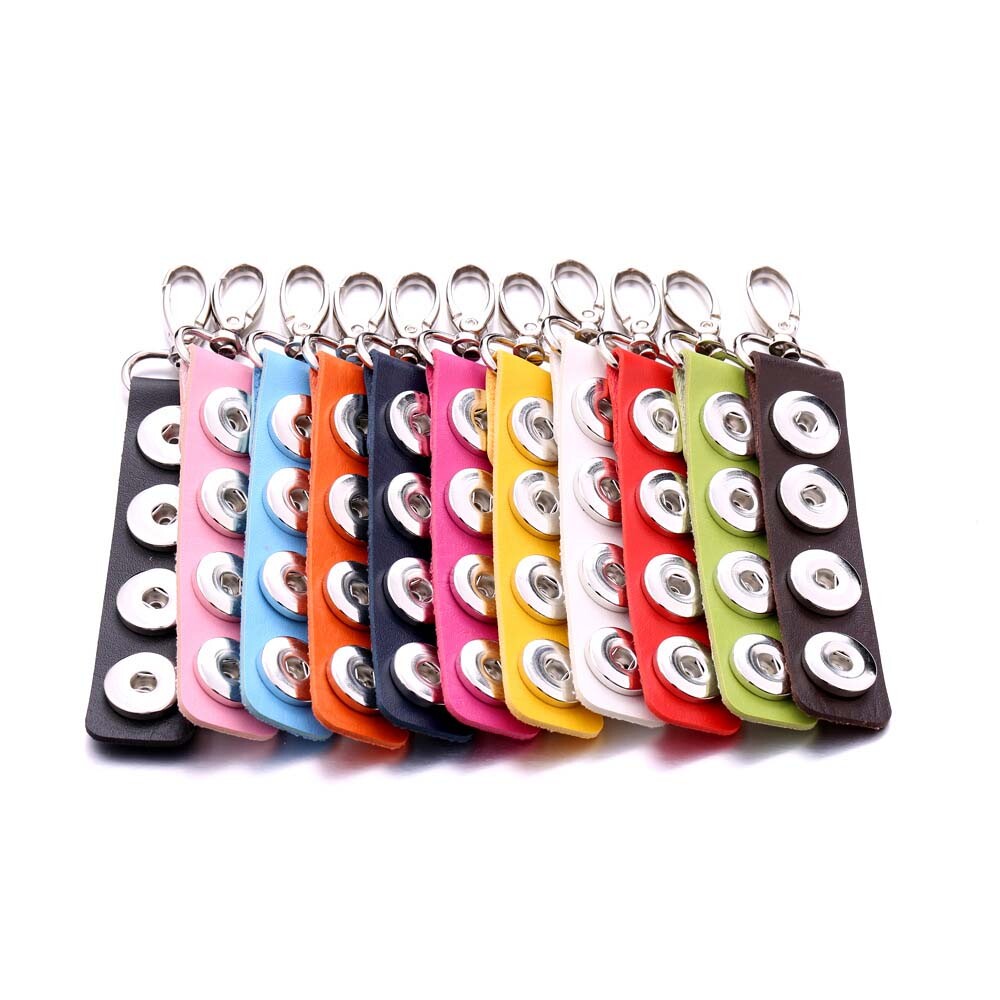10pcs Multi Color Leather Snap Keychains Keyring Fit 18mm Snaps Snap ...