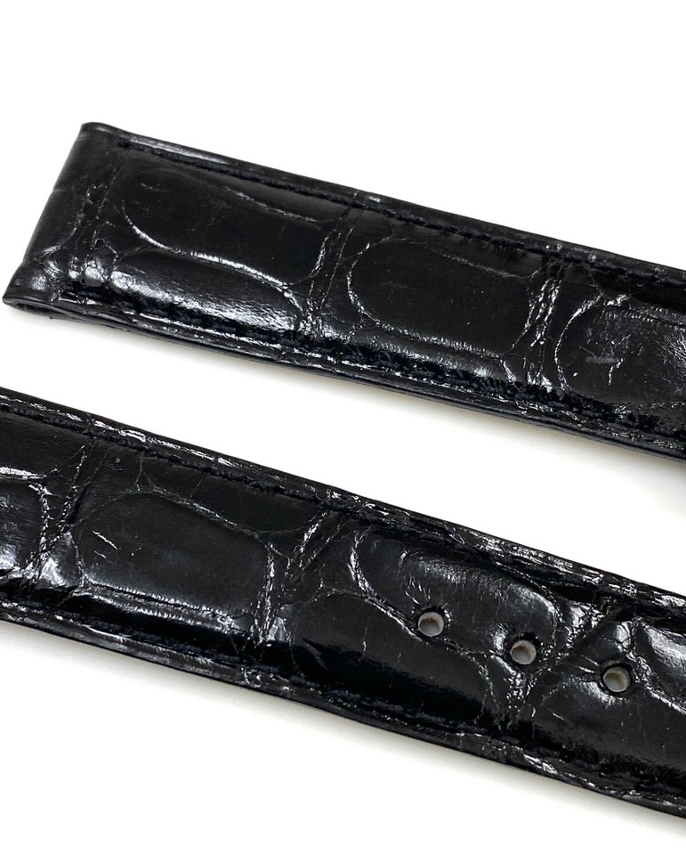 Genuine Zenith 18mm x 16mm Shiny Black Alligator Leather Watch Band ...