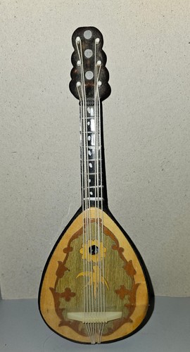 1950s Unique Made in ITALY Inlay Mandolin Shape 10" Music Box Isle of ...