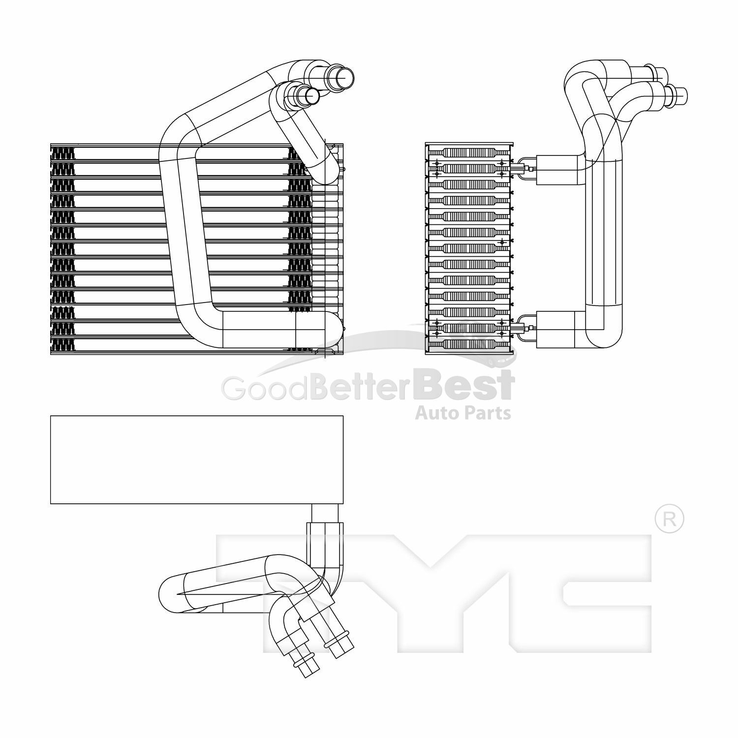 One New TYC A/C Evaporator Core Rear 97202 1648300258 for Mercedes MB ...
