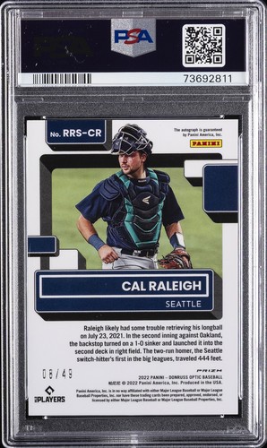 2022 PANINI DONRUSS OPTIC RR SIGNATURES GREEN MOJO CAL RALEIGH RC /49 ...