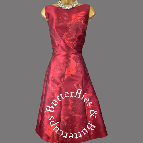 Debut Deep Red Size 14 Brocade Dress Party Cruise Wedding Outfit Races ...
