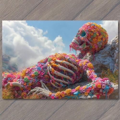 8.5x11" Strange Weird Creepy Candy Skeleton Unreal Halloween Unusual Colorful | eBay