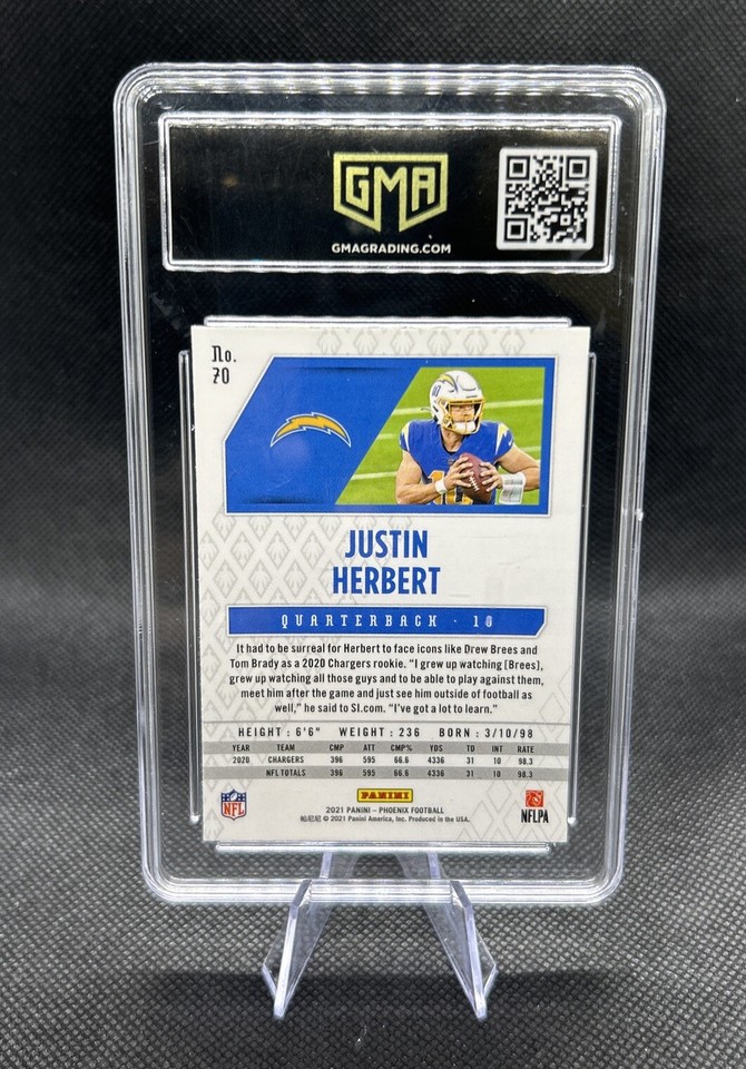 2021 Panini Phoenix Justin Herbert Fire Burst Color Match #70 GMA 10 | eBay