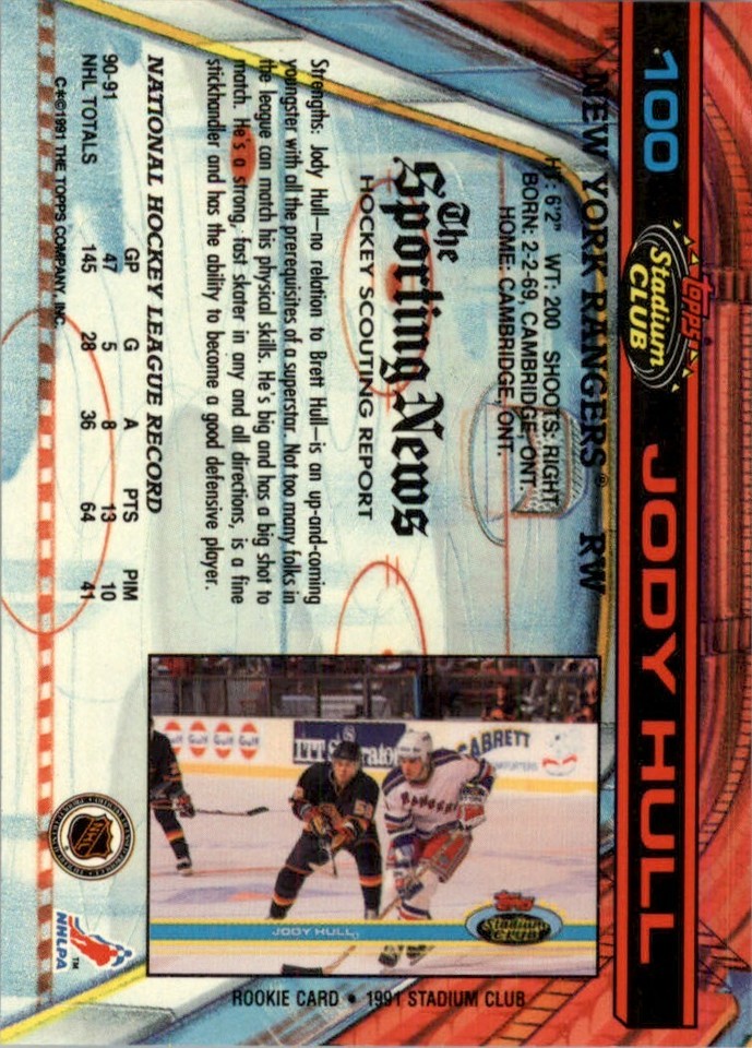 1991-92 Stadium Club NHL Jody Hull #100 | eBay