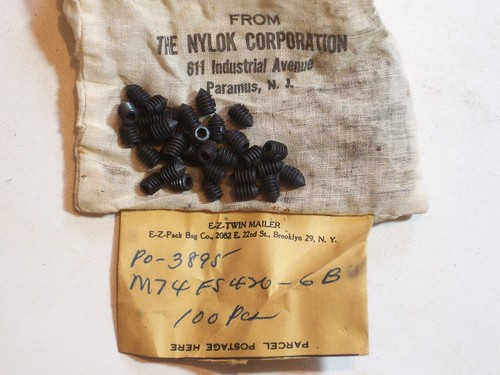 SET SCREWS NYLOK SCREW 1/4-20 X 3/8 CONE POINT NYLON PELLET LOCKING QTY ...