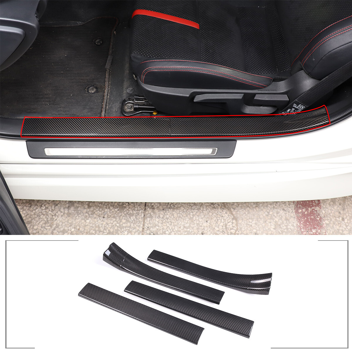 4PCS Carbon Fiber Interior Door Sill Bar Trim For Toyot@ GR86 Subaru ...