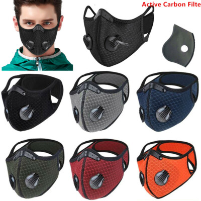 Reusable Outdoor Mesh Air Purifying Face Mask Activate Carbon Filter ...